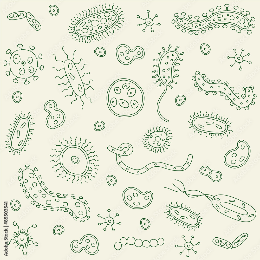 Hand Drawn Green Germ Vectors Stock Vector | Adobe Stock