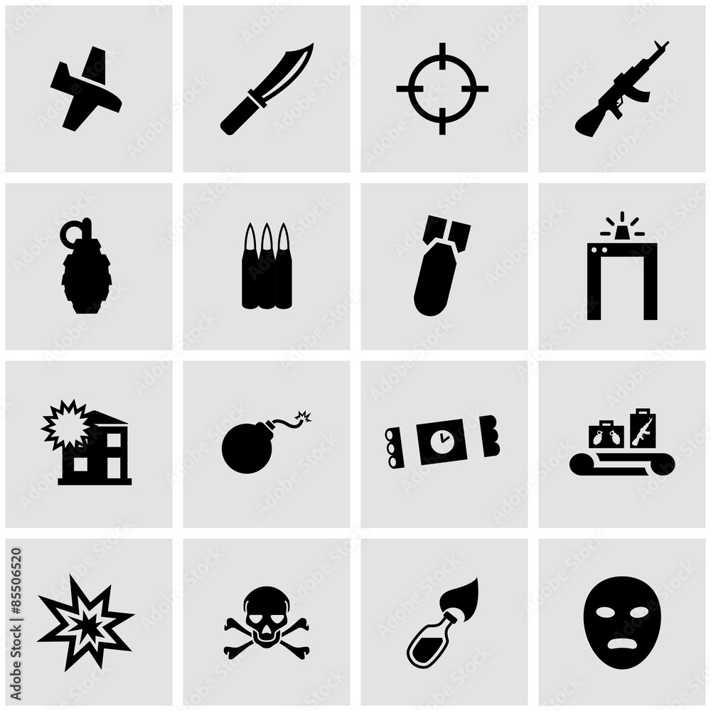 Vector black terrorism icon set Stock Vector | Adobe Stock