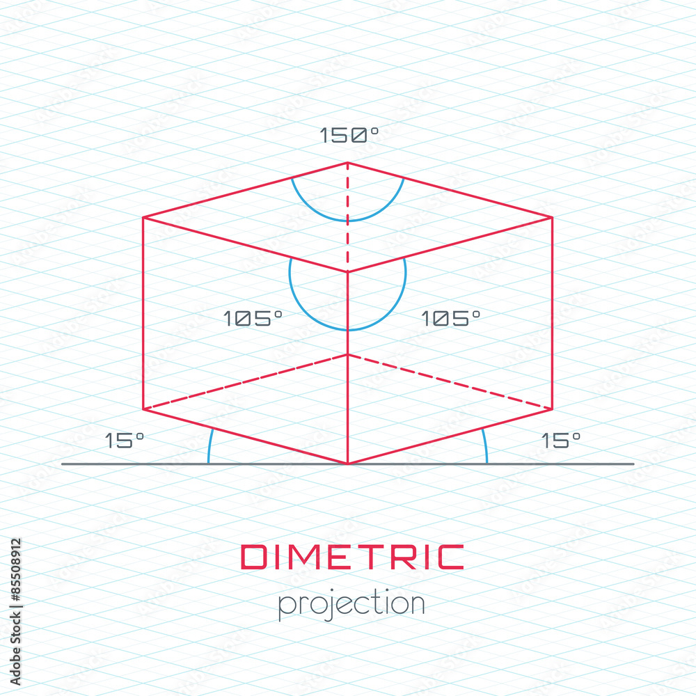 Frame Object In Axonometric Perspective Dimetric Grid Template Stock Vector Adobe Stock