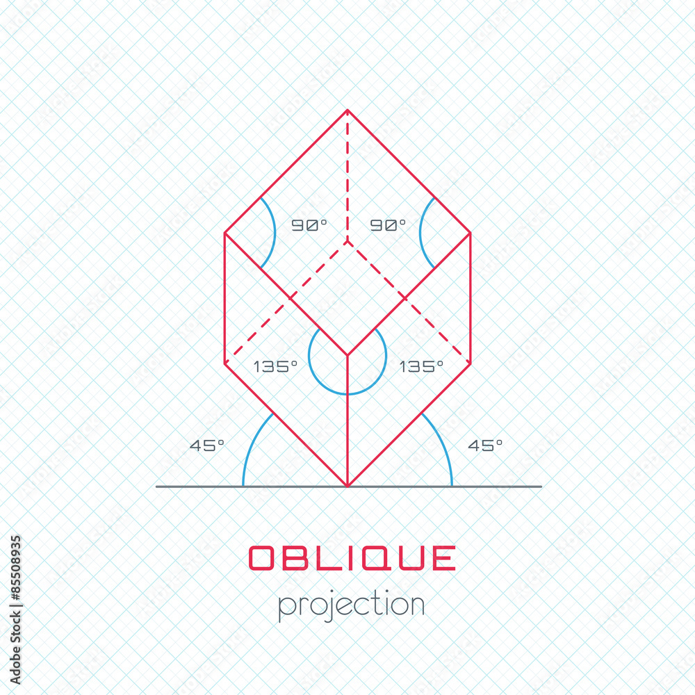 Frame Object In Axonometric Perspective Oblique Grid Template Stock Vector Adobe Stock