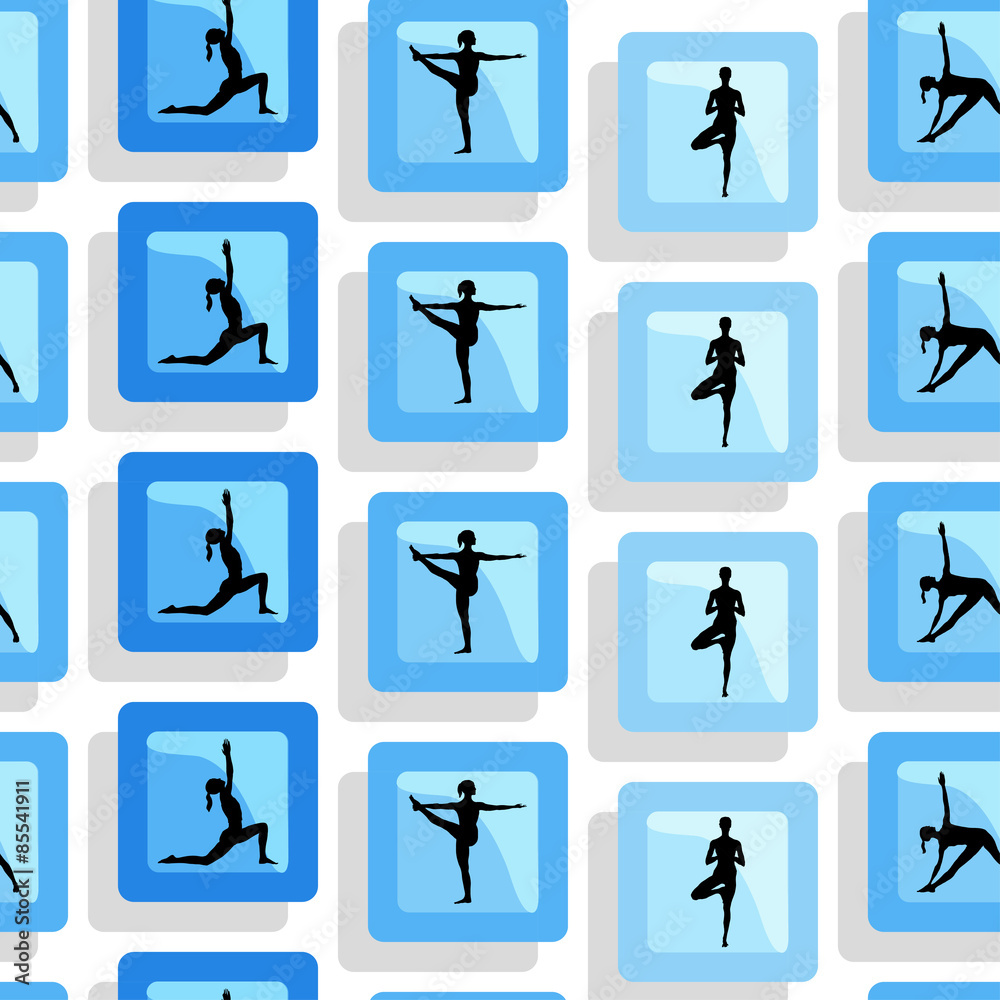 Seamless pattern. Yoga poses as seamless background. Background with ...