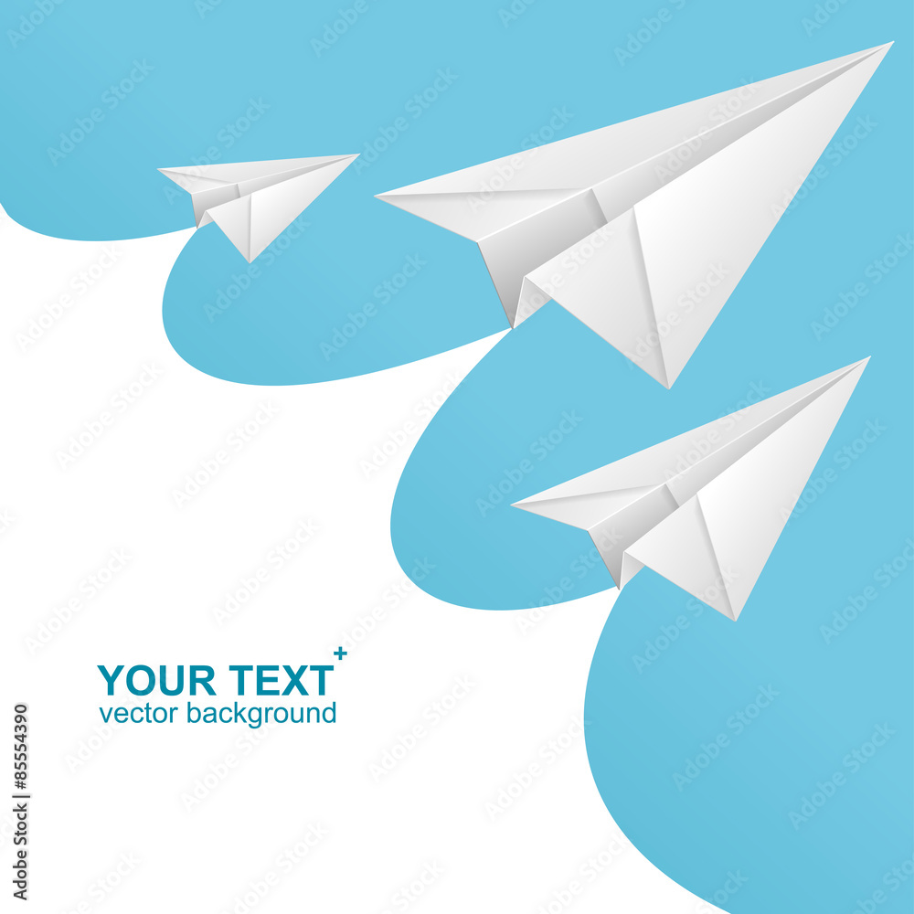 Vector White paper airplane card and text box Stock Vector | Adobe Stock