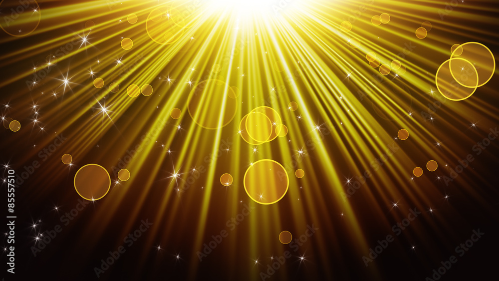 gold rays of light and shining stars abstract background Stock ...