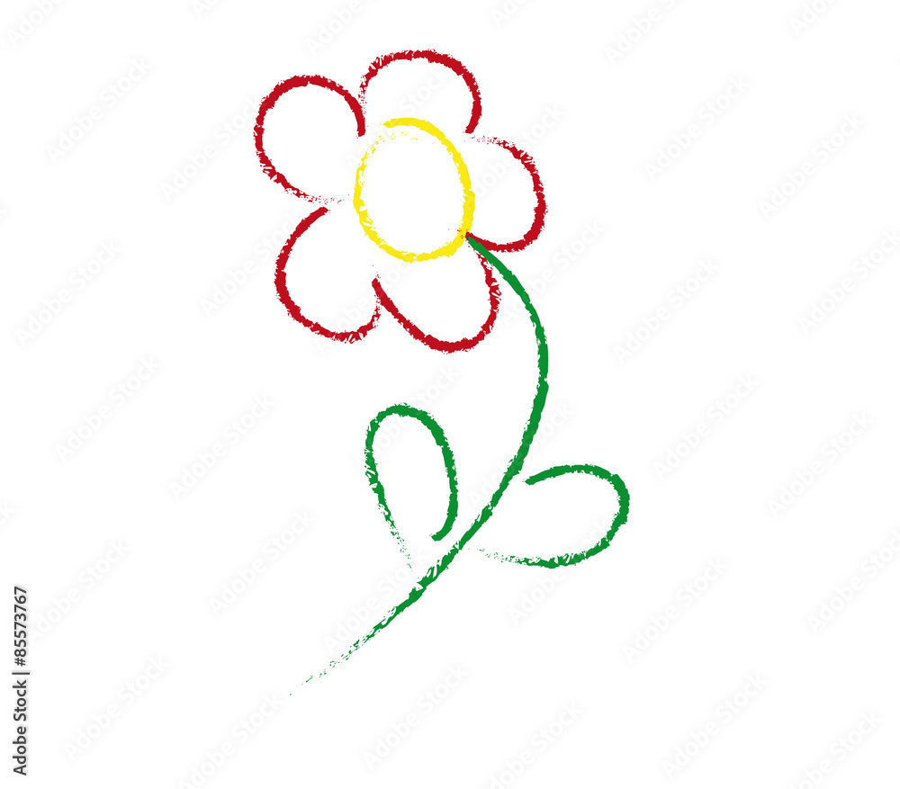 Kinderzeichnung Blume Stock-Vektorgrafik | Adobe Stock