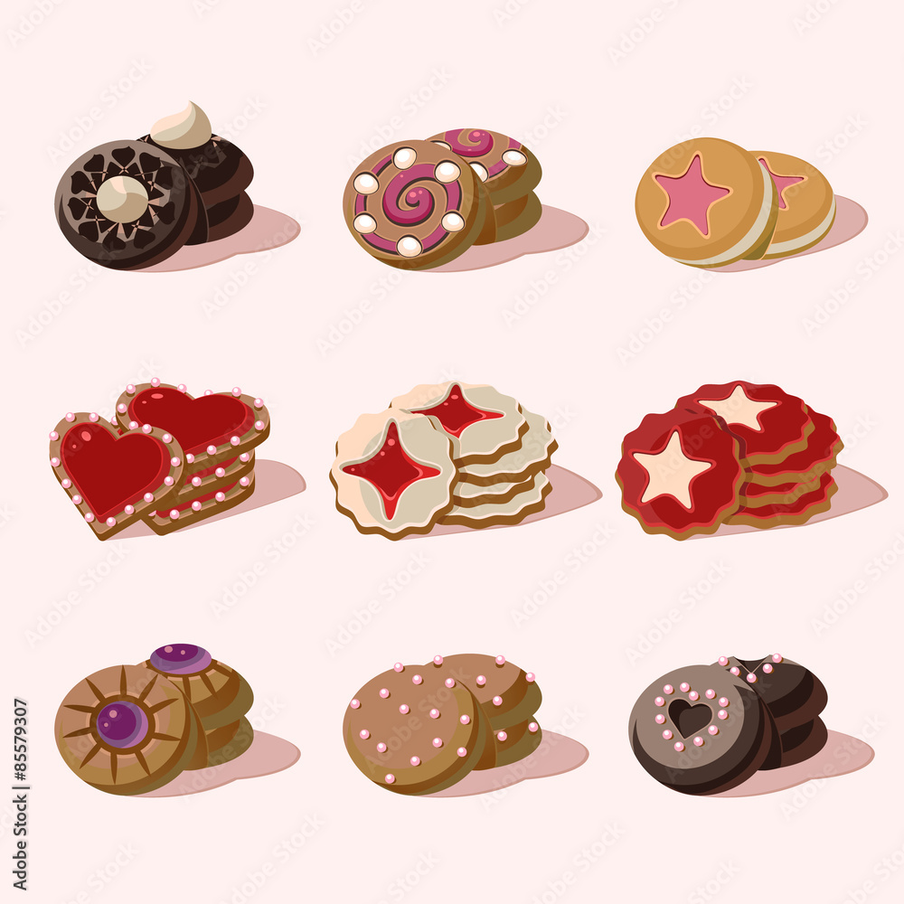 Cookies of Cartoon Vector Food Icons Stock Vector | Adobe Stock