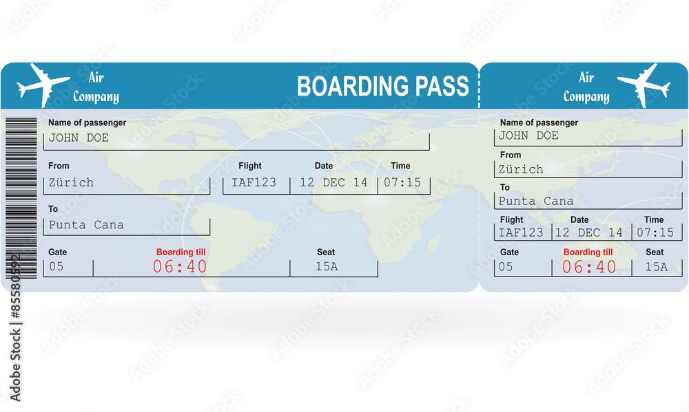Vector image of airline boarding pass ticket Stock Vector | Adobe Stock