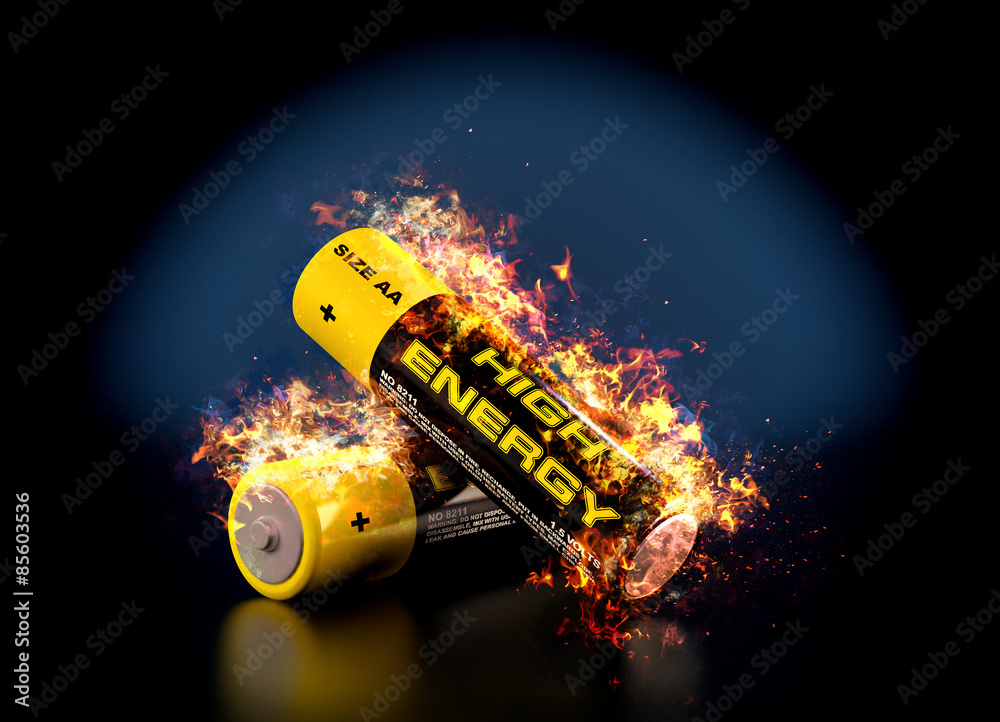 Alkaline Battery on Fire Stock Illustration | Adobe Stock