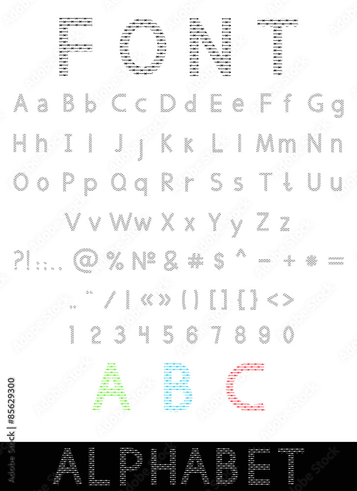 Vector font: alphabet and numbers Stock Vector | Adobe Stock