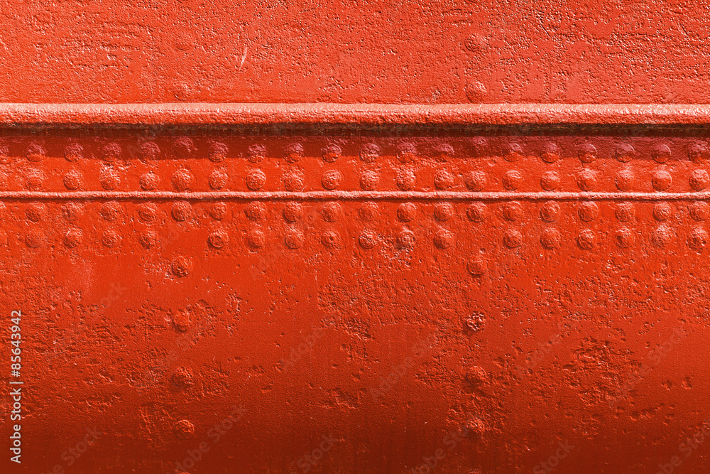Red metal wall texture with seams and rivets Stock Photo | Adobe Stock