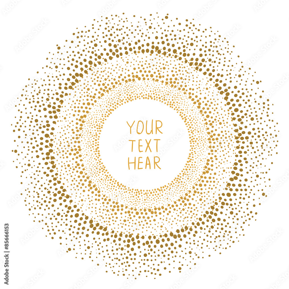 Hand drawn gold dots frame isolated on white background. Abstract ...