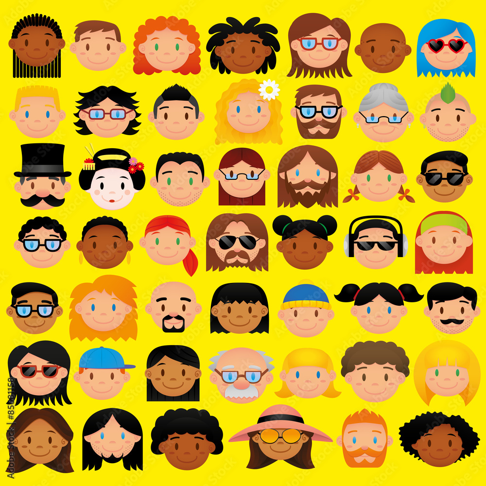 Cartoon Face Isolated On White Background Stock Vector | Adobe Stock