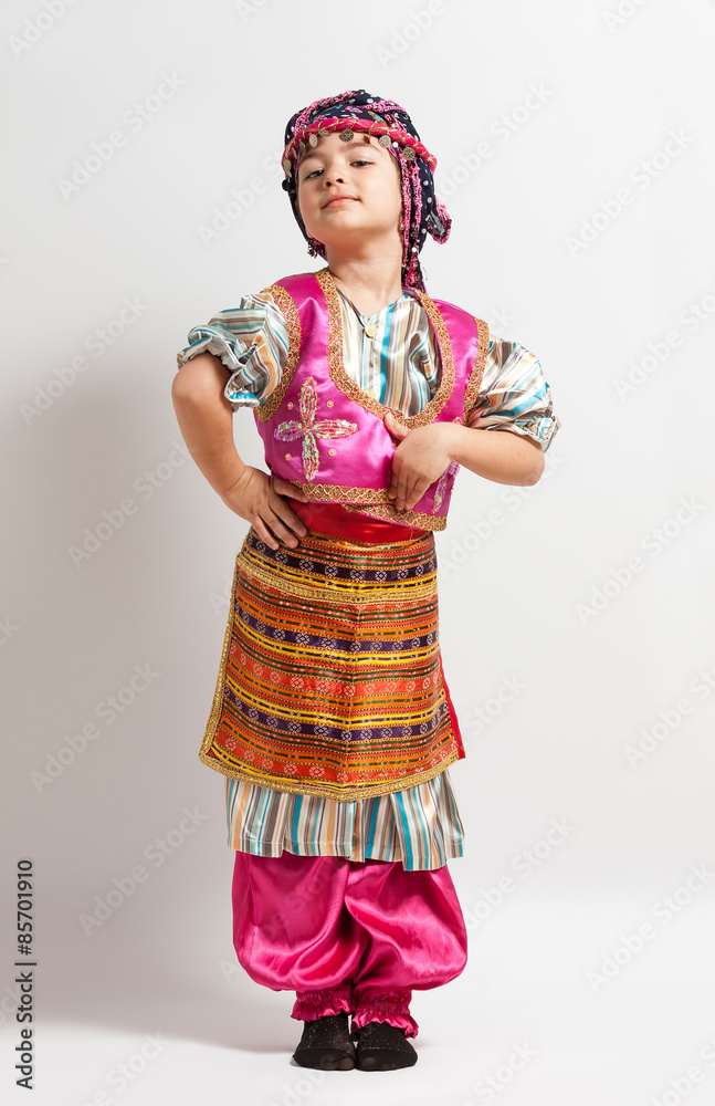 Little girl in traditional Turkish folklore costume Stock Photo | Adobe ...