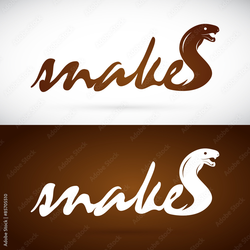 Vector image of an design snake is text on white background and Stock ...