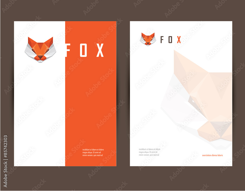 corporate business brochure cover and letterhead template with red fox ...