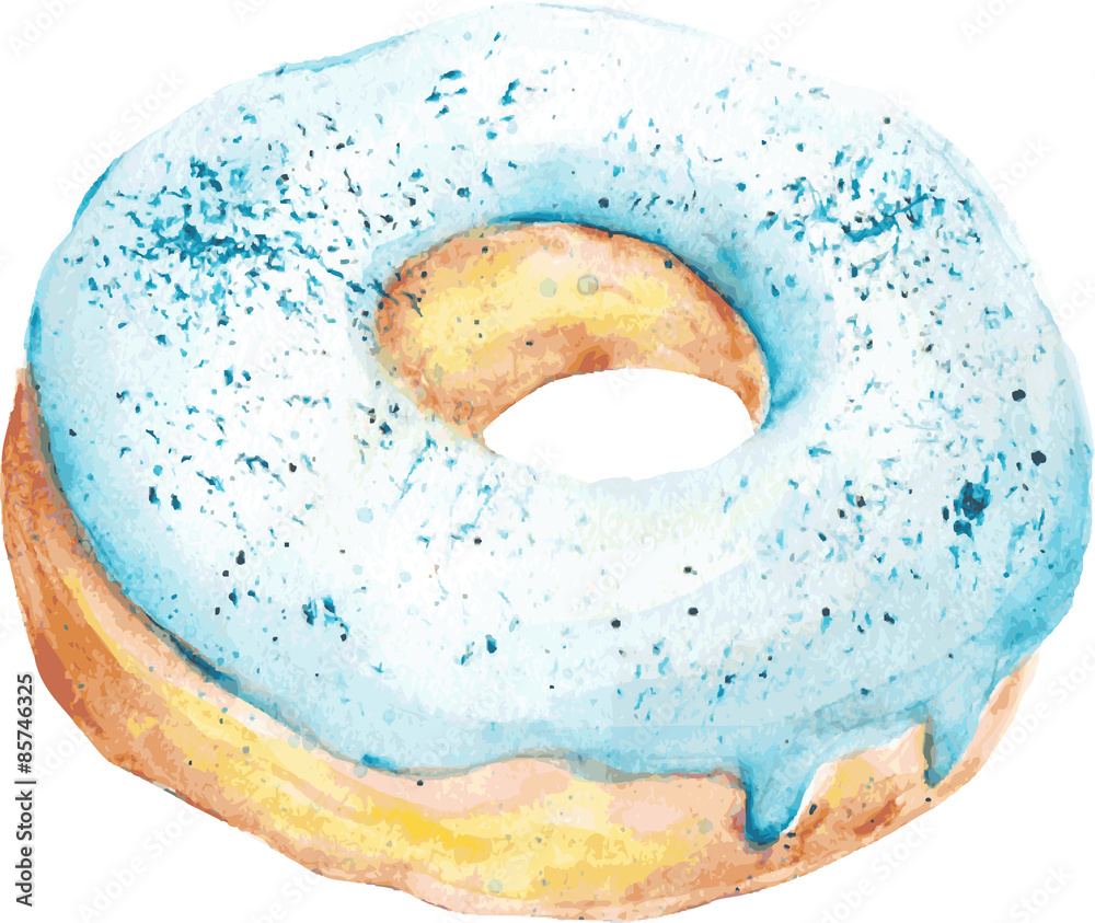 Isolated watercolor blue donut. Vector Illustration. Stock Vector ...
