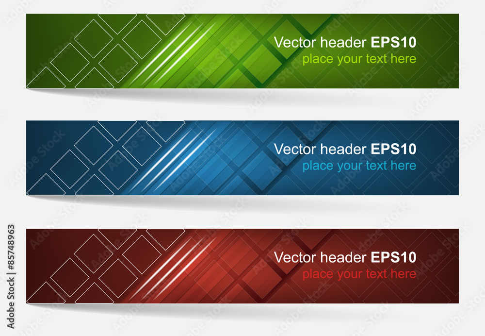 Web header, set of vector banner. Editable design for your web ...