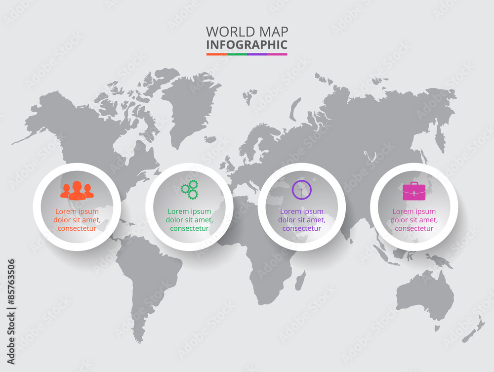 Vector world map with infographic elements. Stock Vector | Adobe Stock