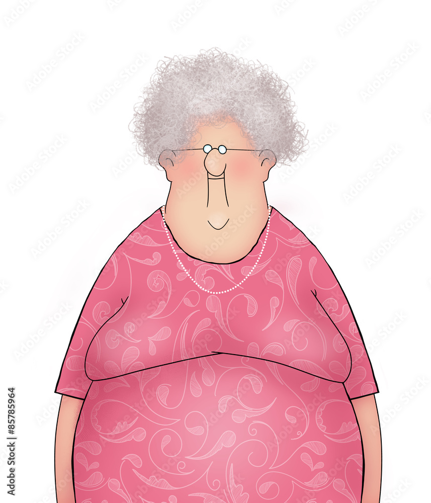 Cartoon Of A Happy Smiling Old Lady Stock Illustration Adobe Stock