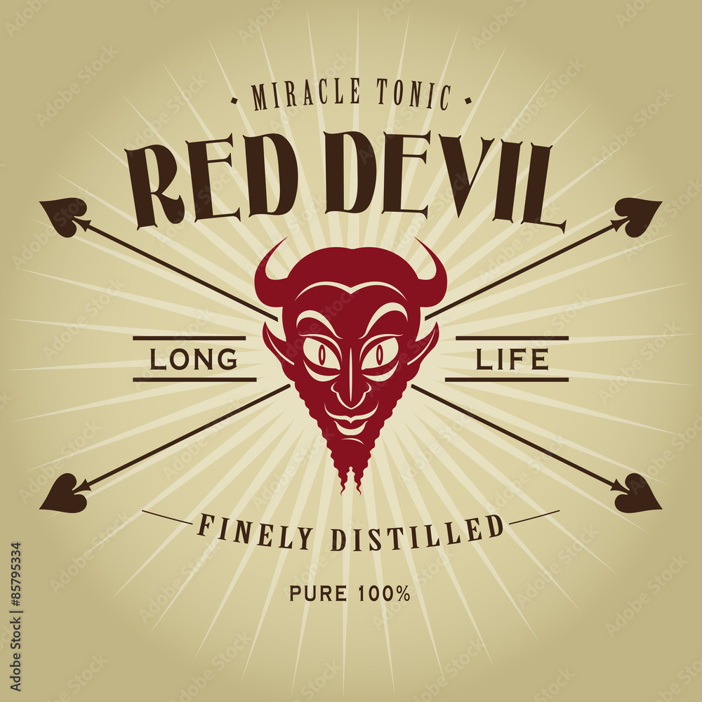 Vintage Retro Red Devil Seal Stock Vector | Adobe Stock