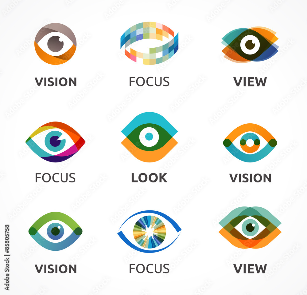 Set of colorful eye icons Stock Vector | Adobe Stock