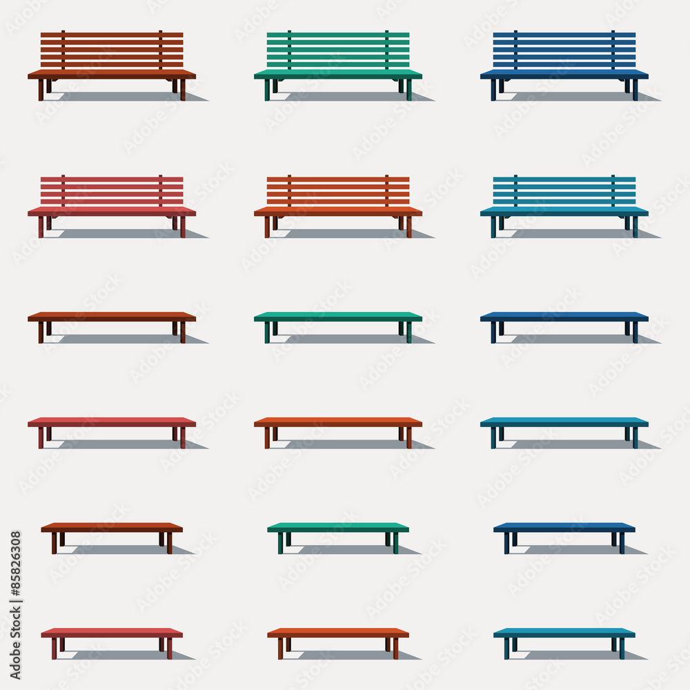 Set of different types benches Stock Vector | Adobe Stock
