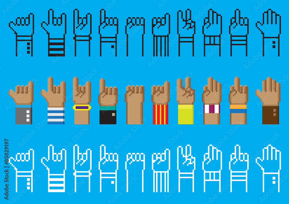 Ten hand sign vector pixel art design Stock Vector | Adobe Stock