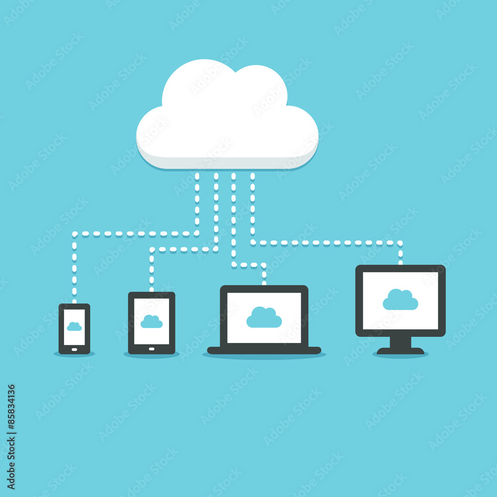 Modern technology cloud computing illustation. Electronic devices ...