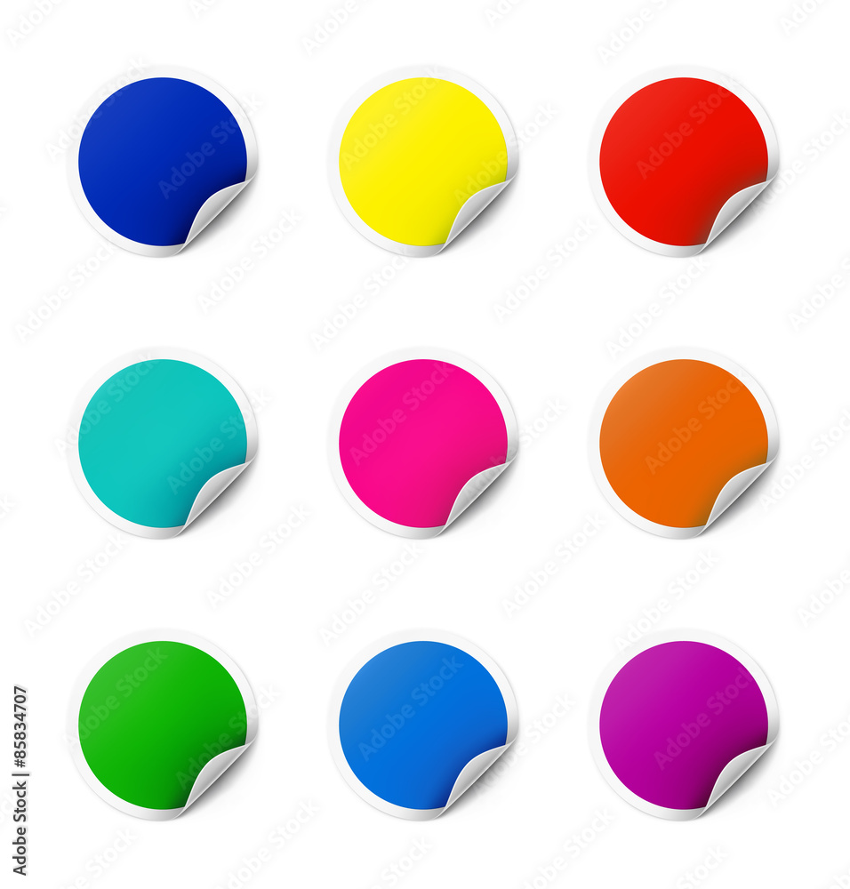 Colorful round stickers isolated on white background. Vector ill Stock ...