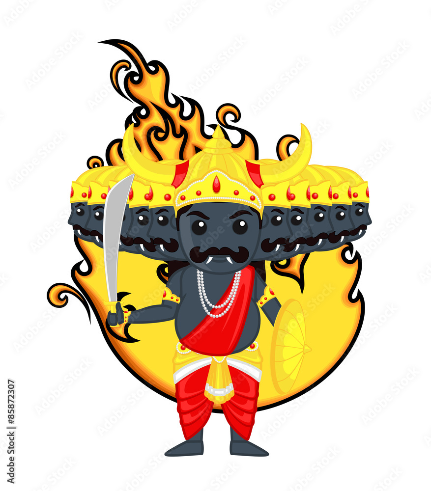 Happy Dussehra - Cartoon Ravan Stock Vector | Adobe Stock
