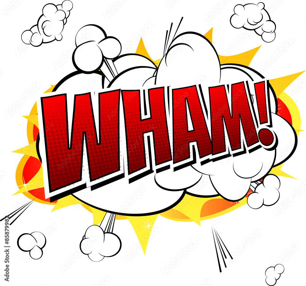 Wham - Comic book, cartoon expression isolated on white background ...