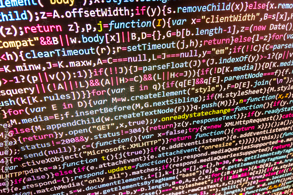 Programming code abstract screen of software developer. Stock Photo ...