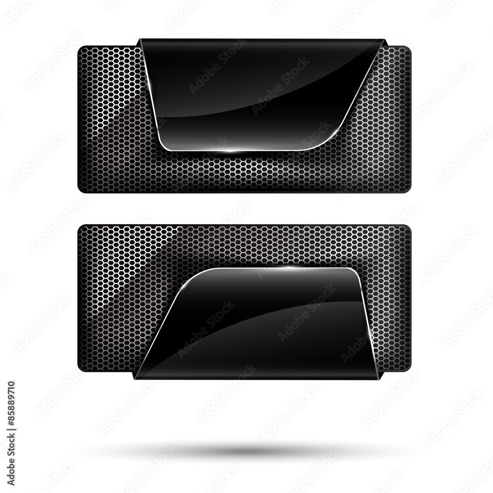 Set of metal chrome banner on white background vector illustrati Stock ...