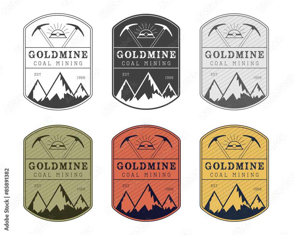 Coal mining logo badge in vintage style. Different colors. Stock Vector ...