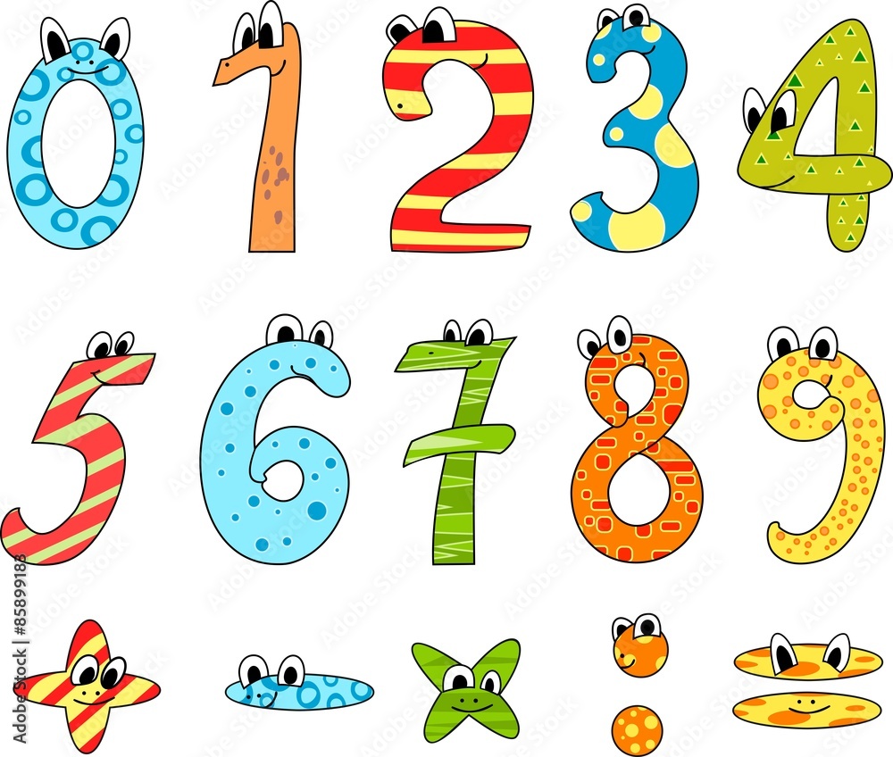Cartoon funny numbers Stock Vector | Adobe Stock