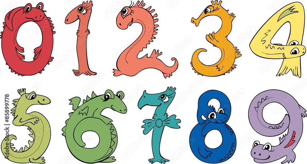 Cartoon digits and numbers in form of animals set Stock Vector | Adobe ...