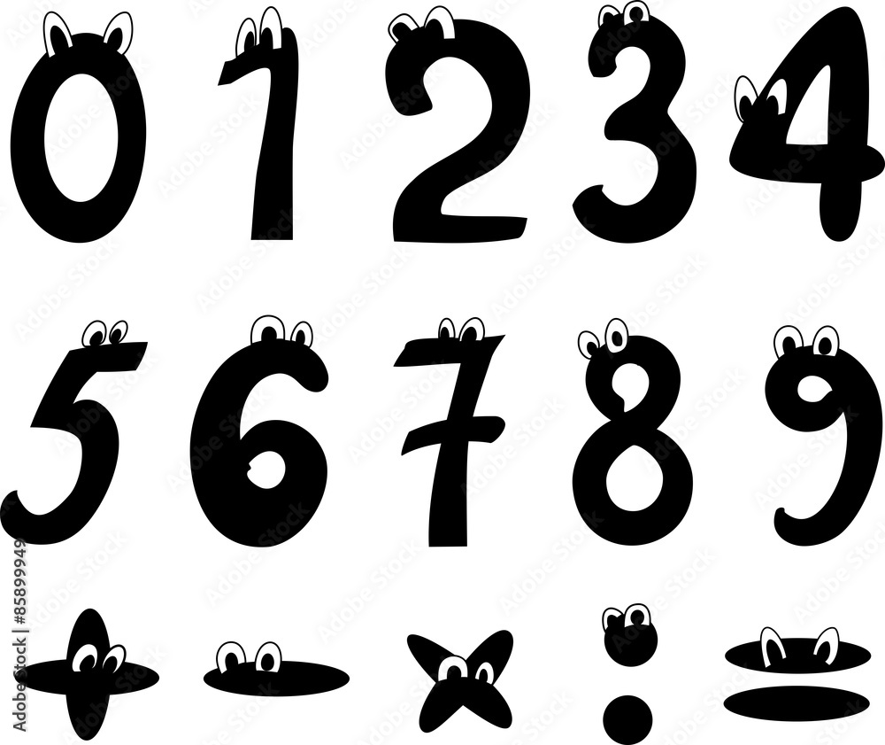 Cartoon funny numbers Stock Vector | Adobe Stock