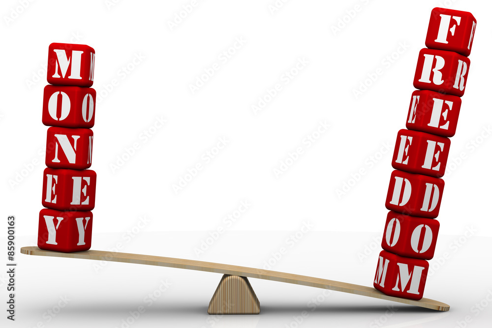 Freedom or money? Comparison. Concept Stock Illustration | Adobe Stock