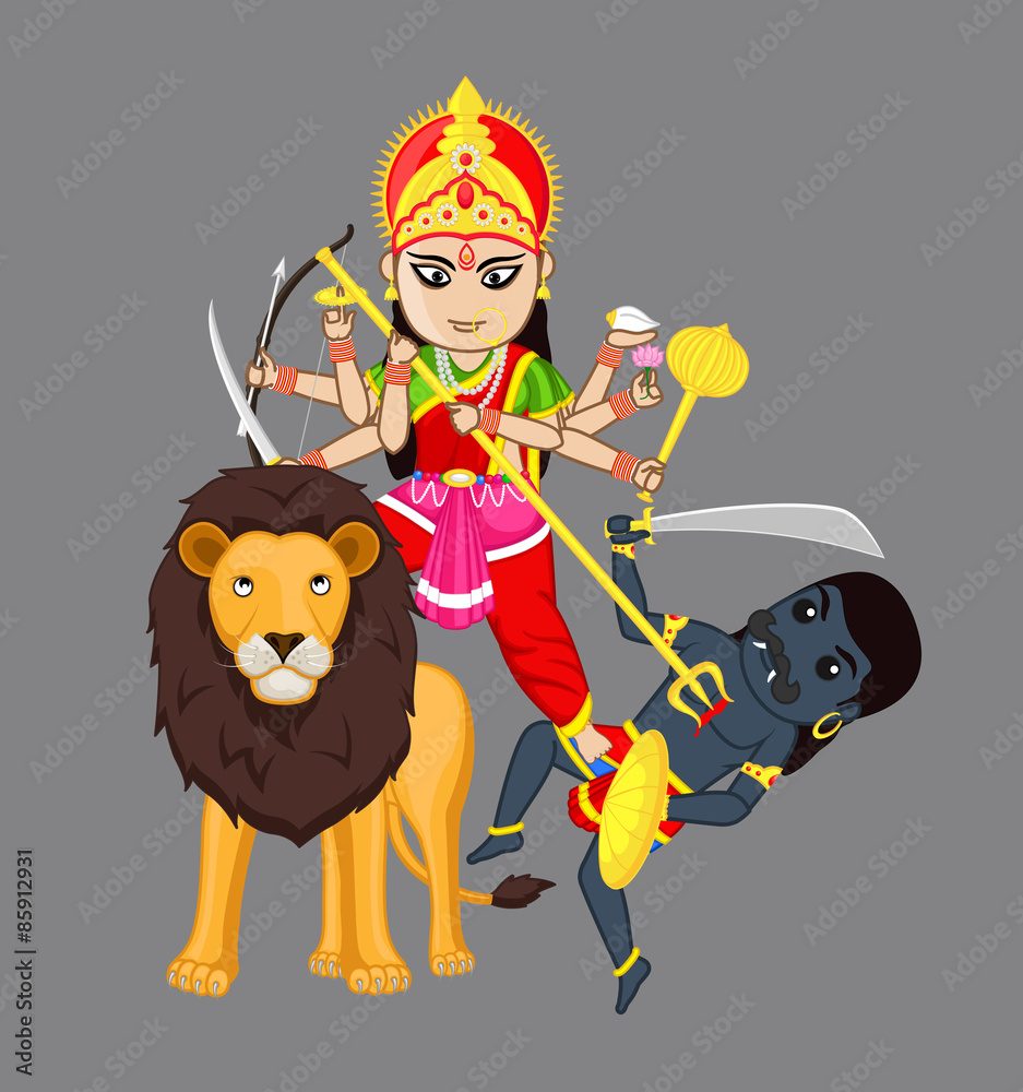 Sherawali Mata - Hindu Goddess- Vector Illustration Stock Vector ...