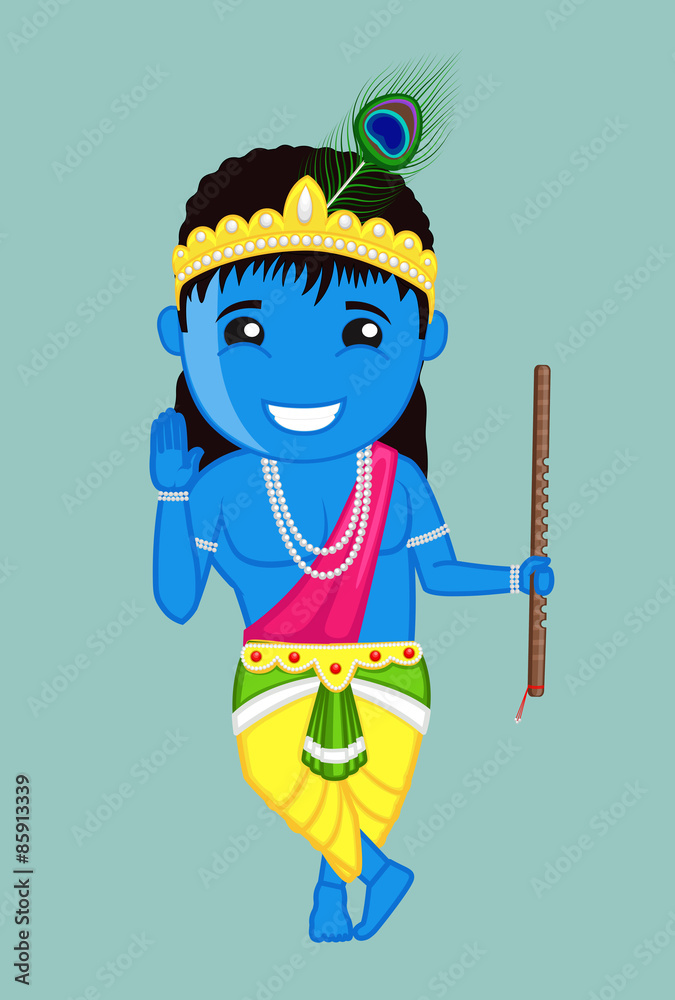 Cute Bal Krishna Blessing - Indian God Stock Vector | Adobe Stock