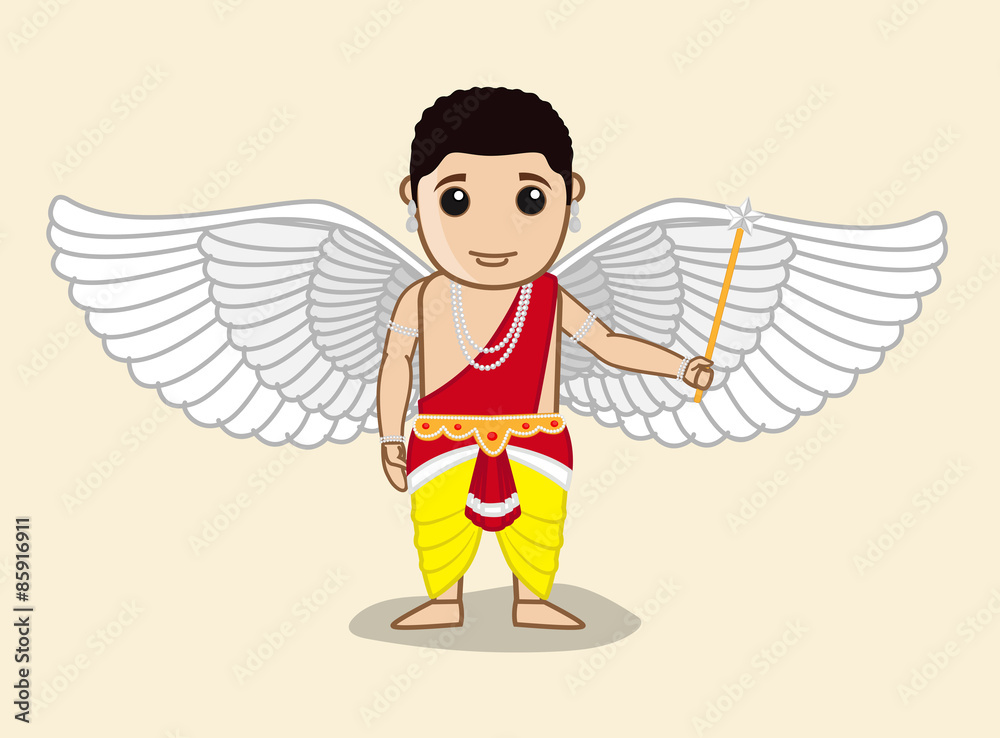 Cartoon Indian Traditional Male Angel Stock Vector | Adobe Stock