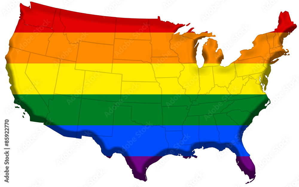 United states map with States covered with LGBT flag colors Stock ...