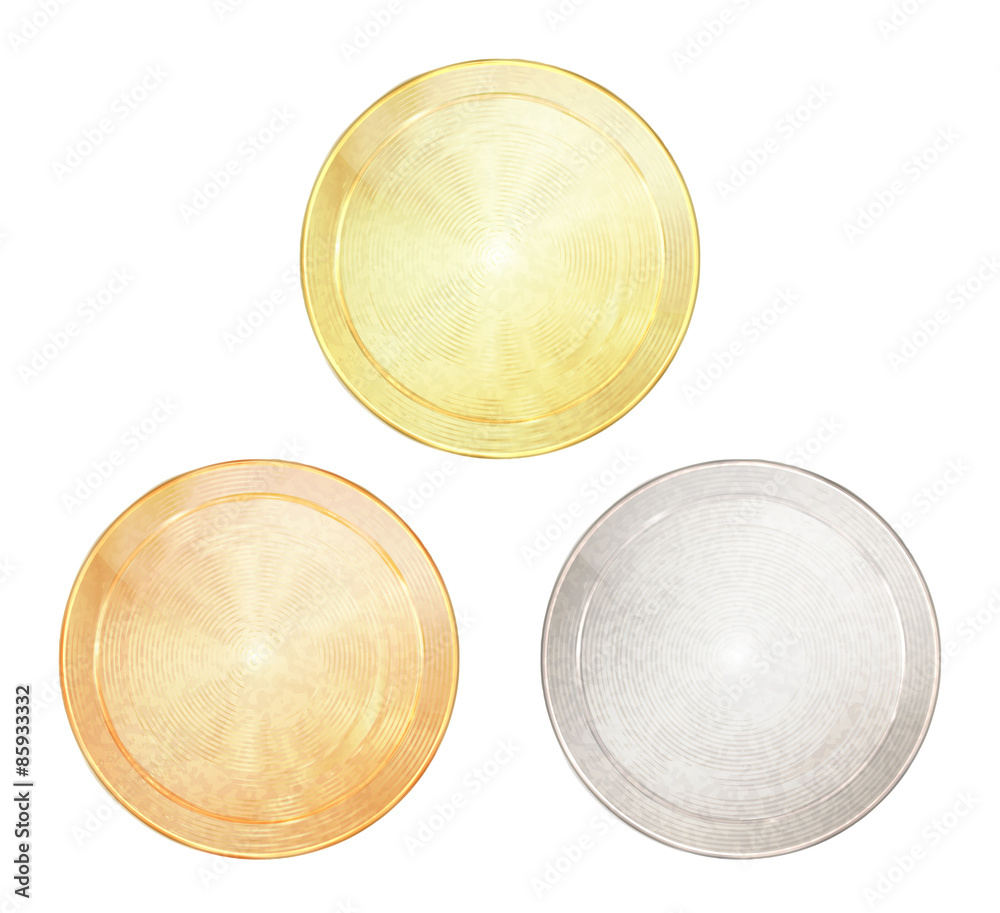 Vector round with centric circles shiny vintage wheels of gold, silver ...