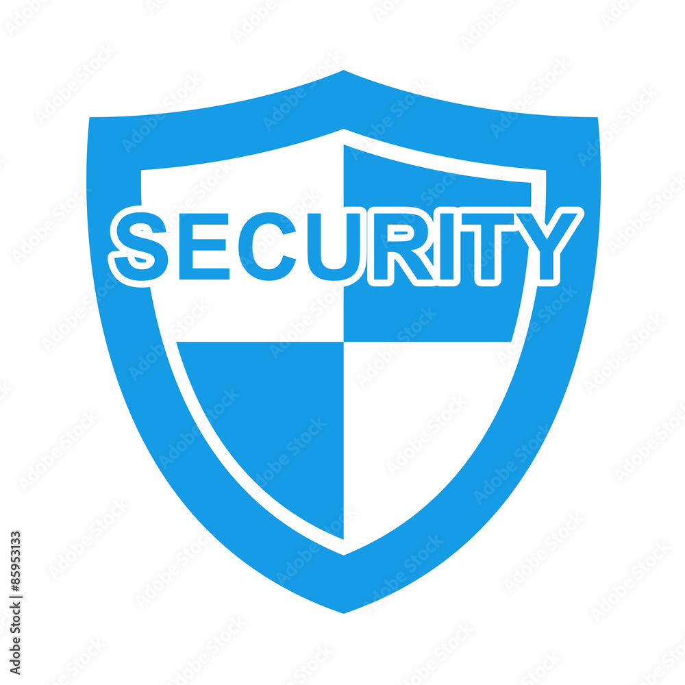 Icono texto SECURITY en escudo azul ilustração do Stock | Adobe Stock