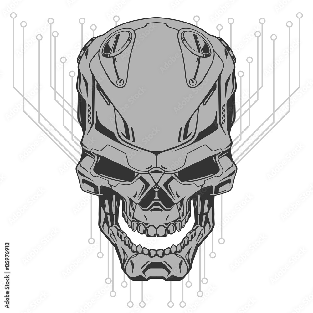 Robot skull illustration Stock Vector | Adobe Stock