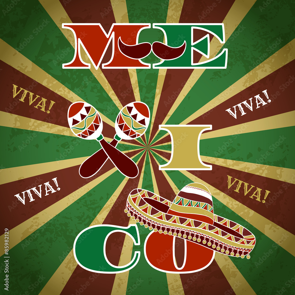 Mexican Fiesta Party Invitation with maracas, sombrero and mustache ...