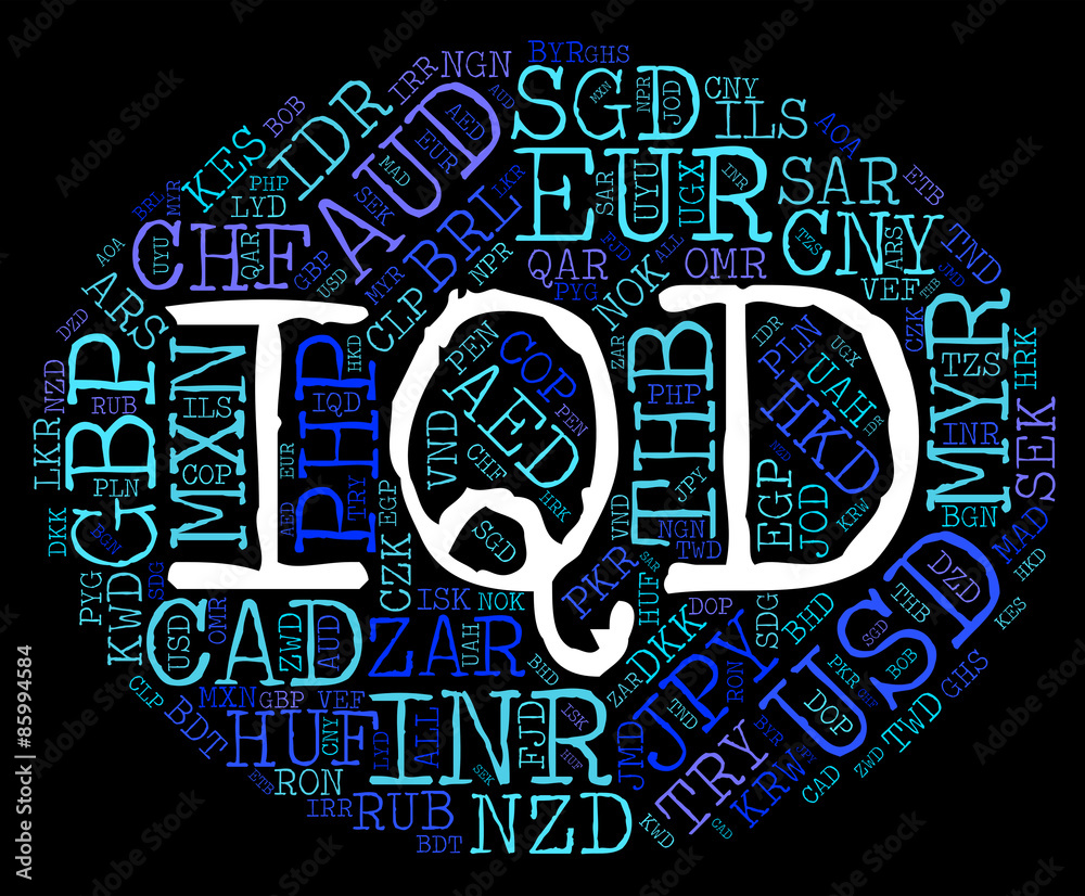 Iqd Currency Shows Iraqi Dinar And Banknote Stock Illustration | Adobe ...