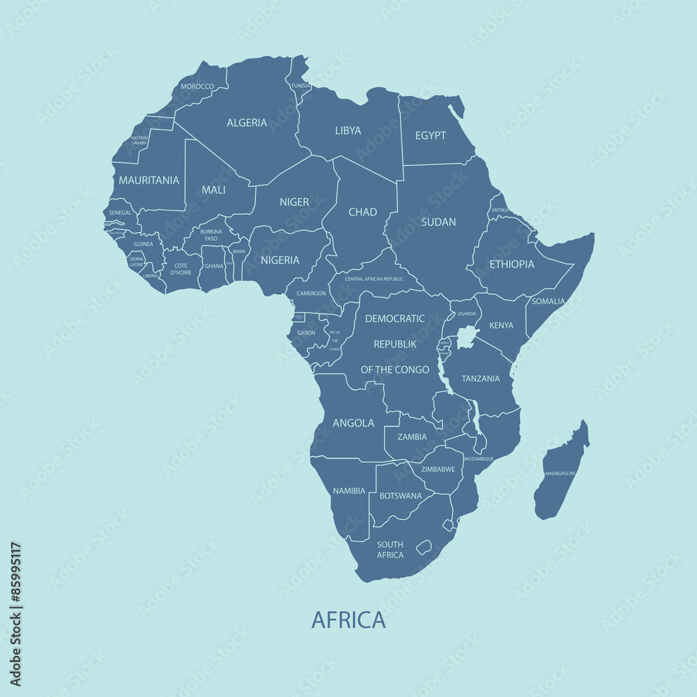 AFRICA MAP WITH NAME OF THE COUNTRIES illustration vector Stock Vector ...