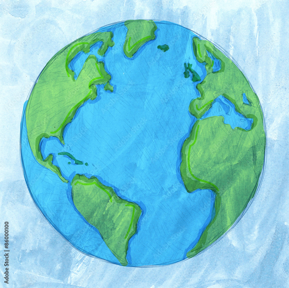 Vector hand drawn earth Stock Vector | Adobe Stock