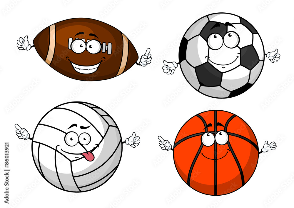 Cartoon isolated sport balls characters Stock Vector | Adobe Stock