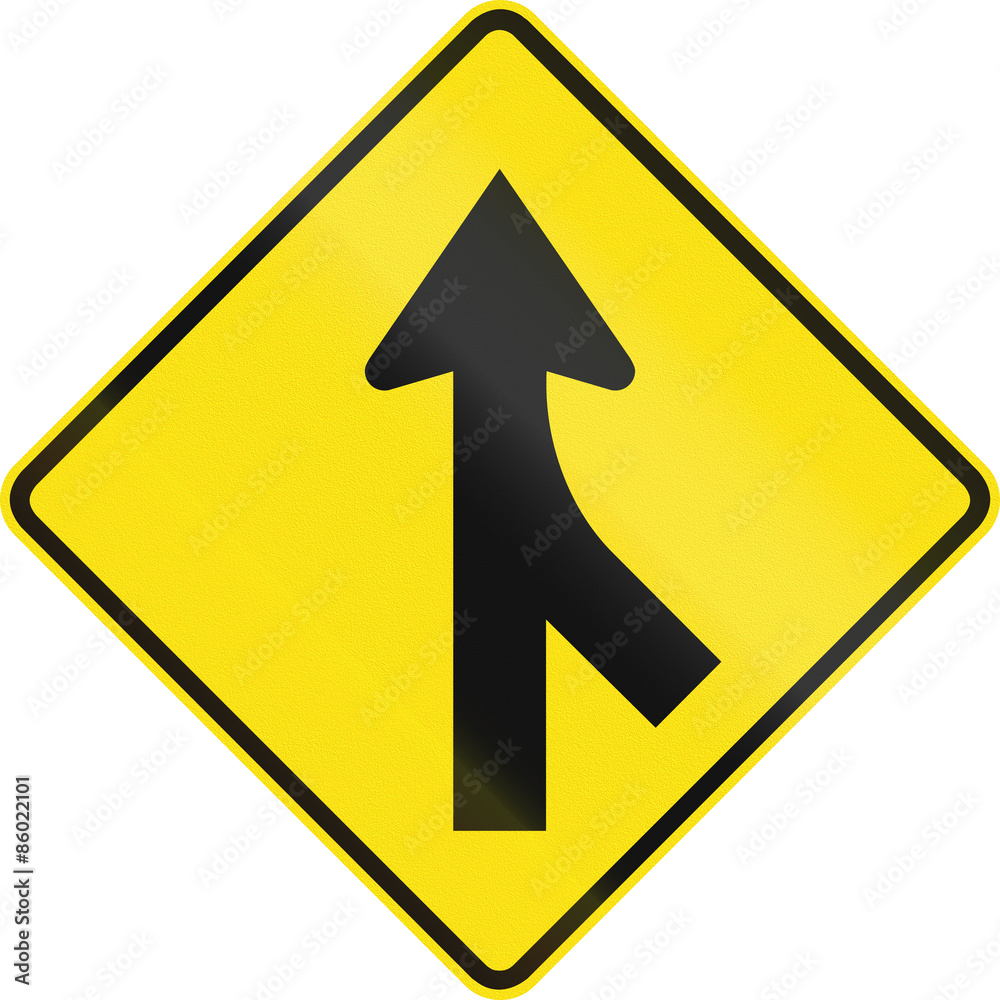 Australian road warning sign - Merge ahead from the right Stock ...